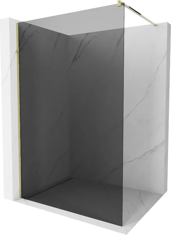 Mexen Kioto sprchová zástěna 100x200 cm 8 mm, zlatý profil, šedé sklo, 800-100-101-50-40