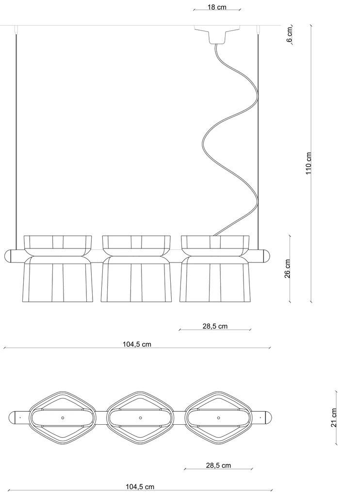 Ferroluce Závěsné svítidlo YAKITORI, d. 104,5 cm, 3xE27 Barva: Žlutá-kremová