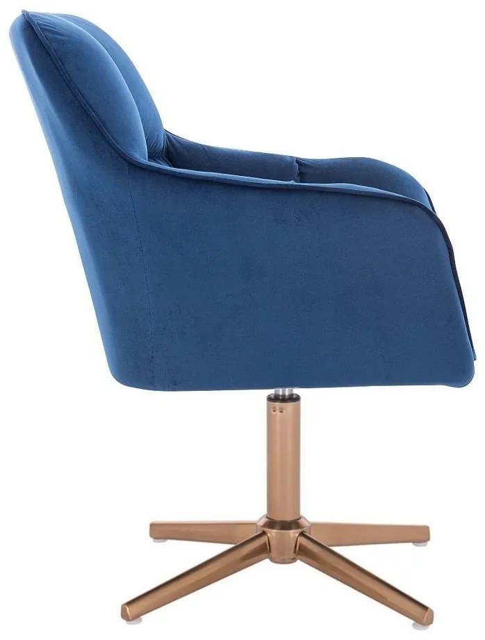 LuxuryForm DESIGN Otočné křeslo AMALFI VELUR na zlatém kříži - modré