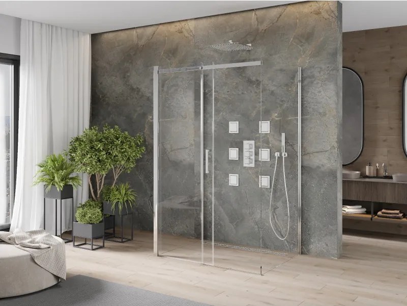 Mexen Omega 3-stěnový sprchový kout 140 x 100 cm, 8mm čiré sklo - chromový profil, 825-140-100-01-00-3S