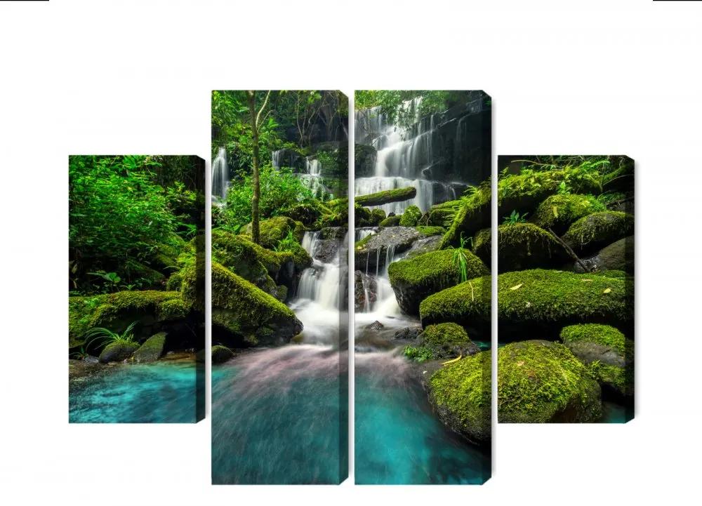 Vícedílný obraz Krásný Vodopád V Džungli Nedostatek Nedostatek Přírodní plátno 200x150