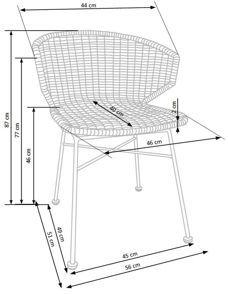 Židle K407 černý kov / přírodní ratan Halmar