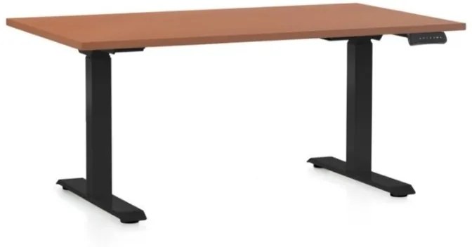 Výškově nastavitelný stůl OfficeTech C, 140 x 80 cm - černá podnož Barva: Třešeň