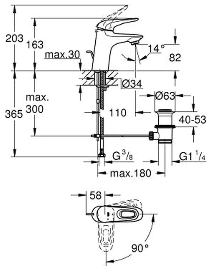 Grohe Eurostyle - Páková umyvadlová baterie stojánková, měsíční bílá 23374LS3