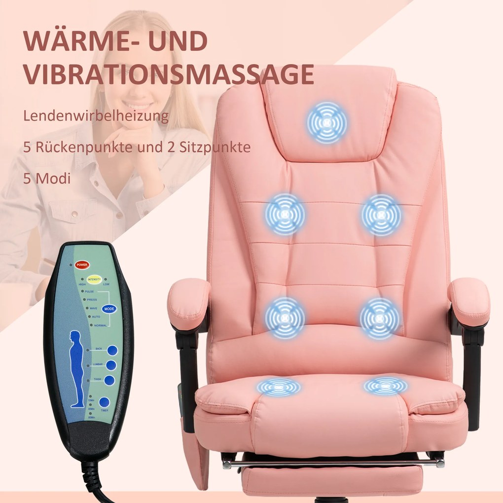 Kancelářská židle Vinsetto se 7bodovou masáží, ergonomická kancelářská židle s funkcí polohování, výškově nastavitelná manažerská židle s dálkovým ov…