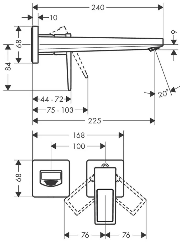 Hansgrohe Metropol, páková umyvadlová baterie pod omítku, 2-otvorová instalace, chromová, 74526000