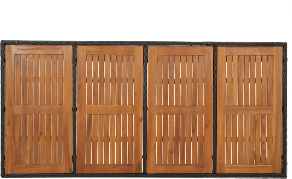 Zahradní stůl s dřevěnou deskou černý 190x90x75 cm polyratan 319905
