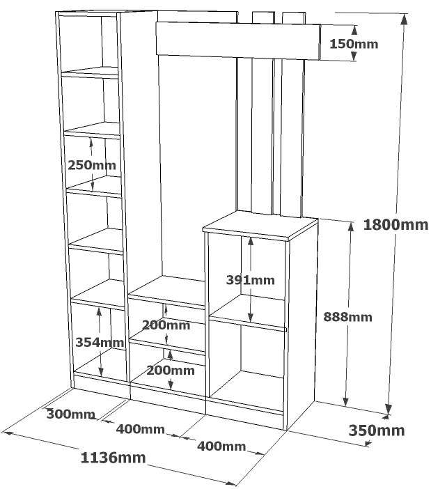 Předsíňová stěna JUDSON bílá/borovice