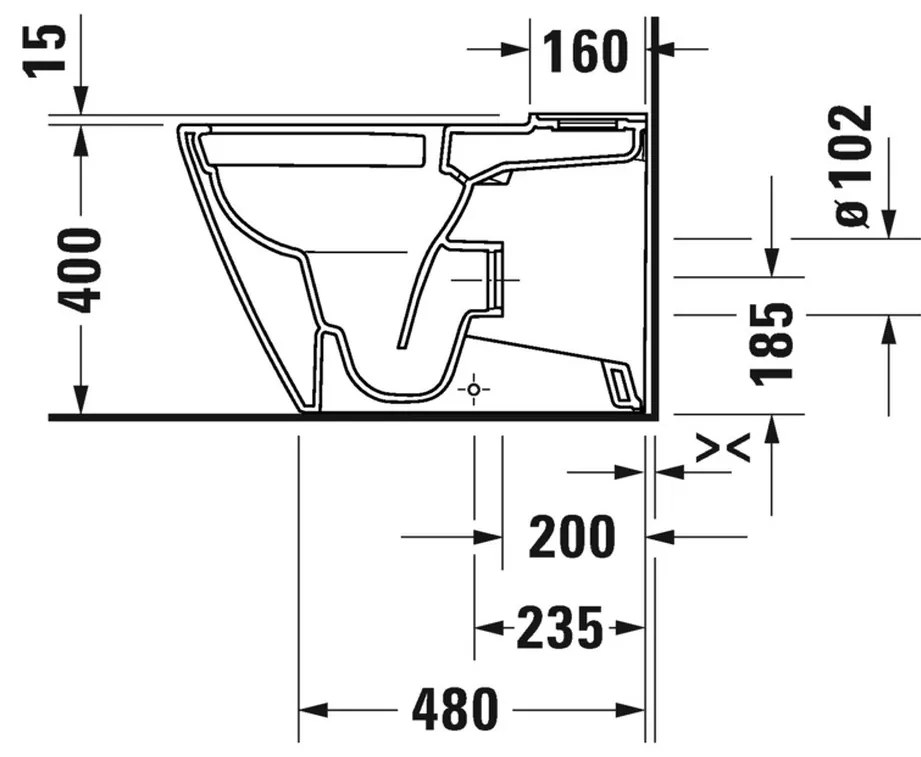 Duravit D-Neo - Stojící WC Kombi Duravit Rimless® s HygieneGlaze 370 x 650 mm, bílá 2002092000