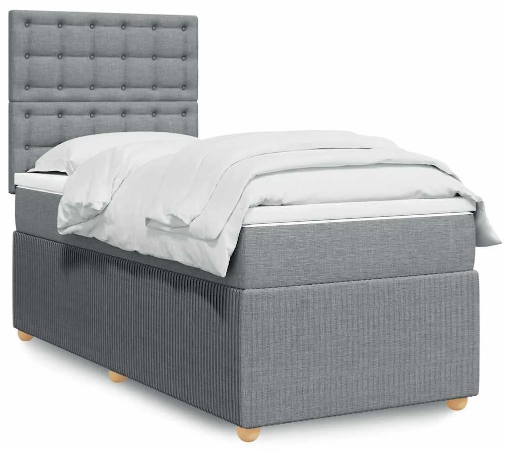 Box spring postel s matrací světle šedá 80 x 200 cm textil 3294197
