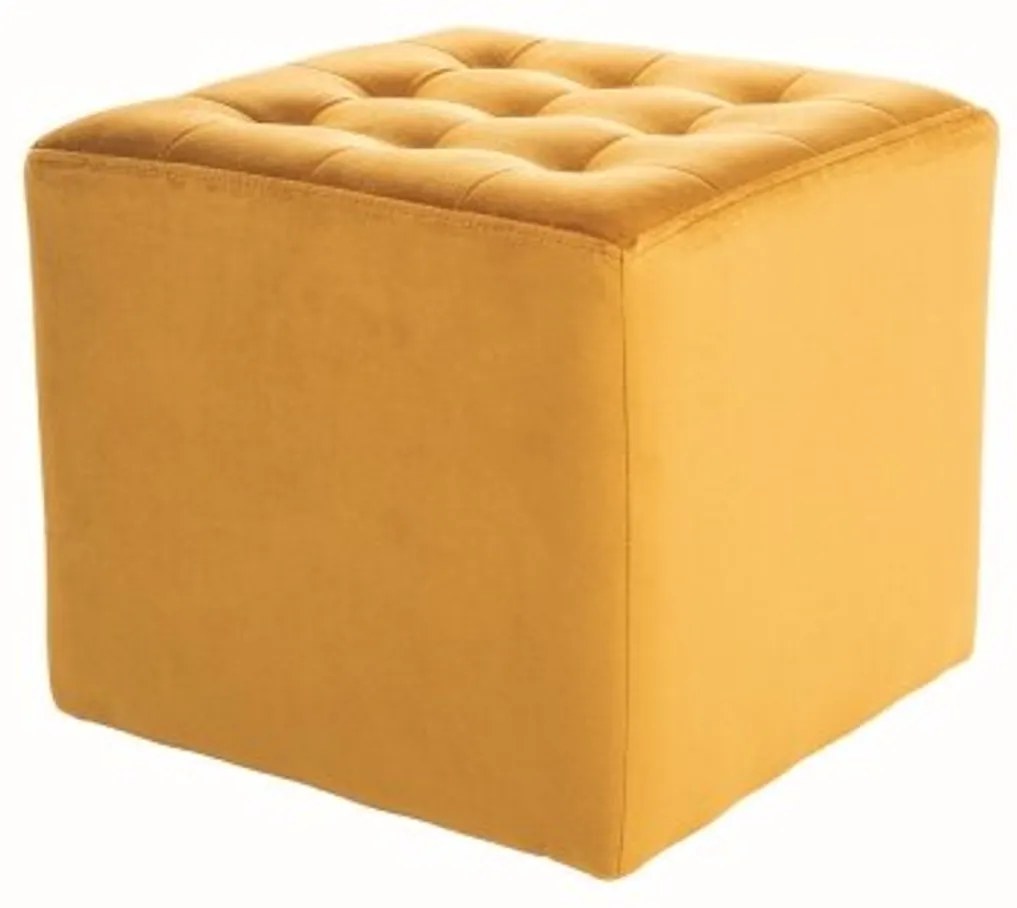 Hořčicový taburet LORI VELVET