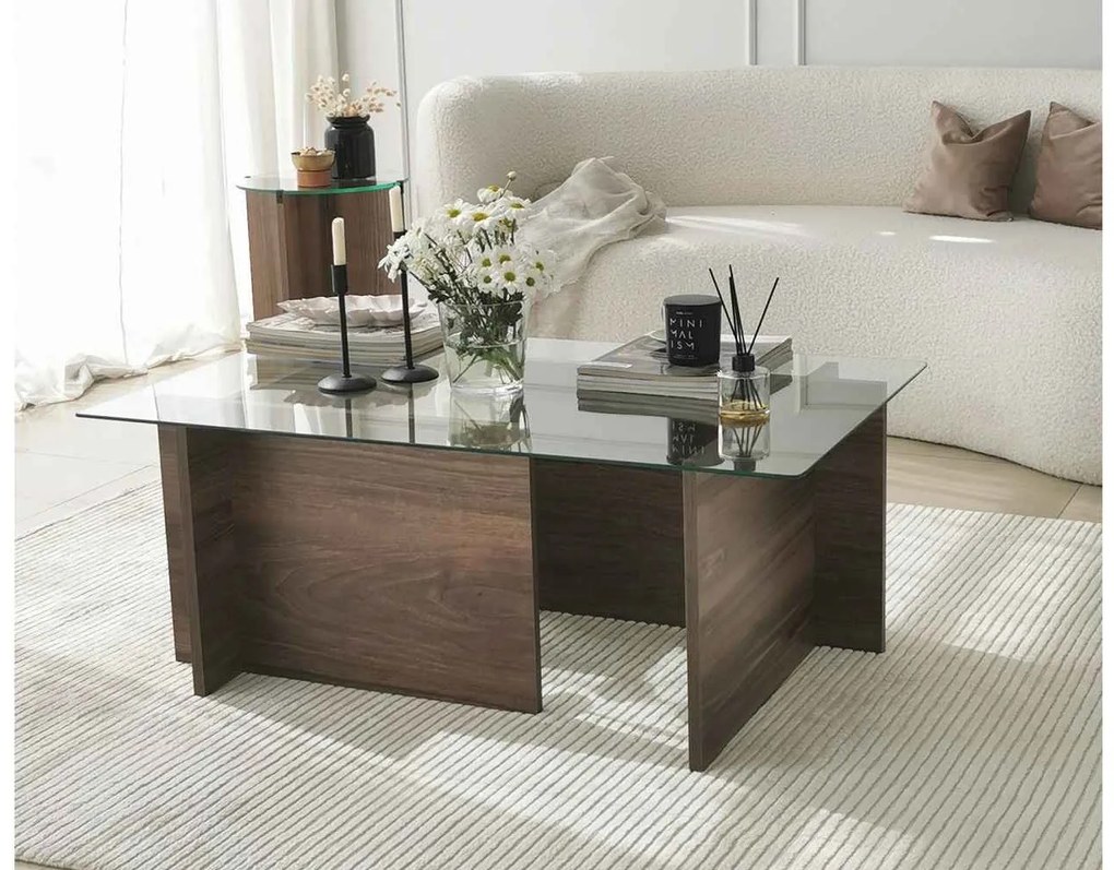 Designový konferenční stolek Belicia II 105 cm vzor ořech