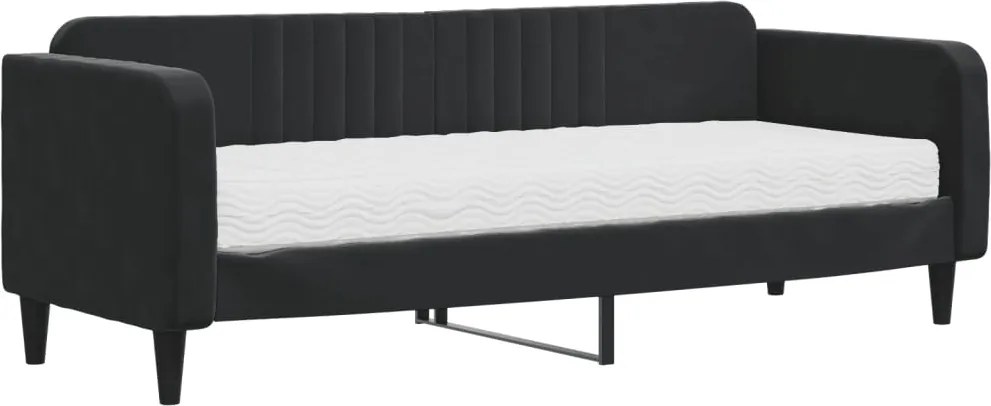 Válenda s matrací černá 80 x 200 cm samet 3197036