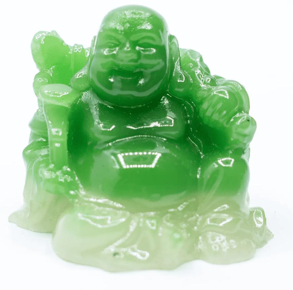 Milujeme Kameny Smějící se Buddha hojnosti - soška Feng shui - zelená Z5