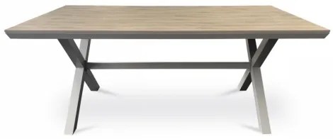 Zahradní stůl 180x100 deska polywood dekor světlý dub hliníková konstrukce béžová AZT-S1510 OAK