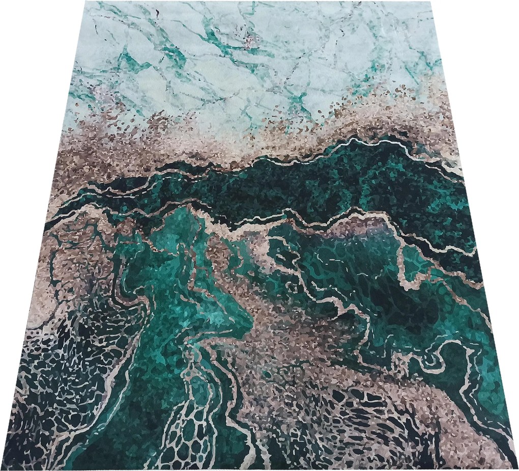 DY Zelený koberec s abstraktním vzorem Horeca-New 111 Rozměr: 60x100 cm