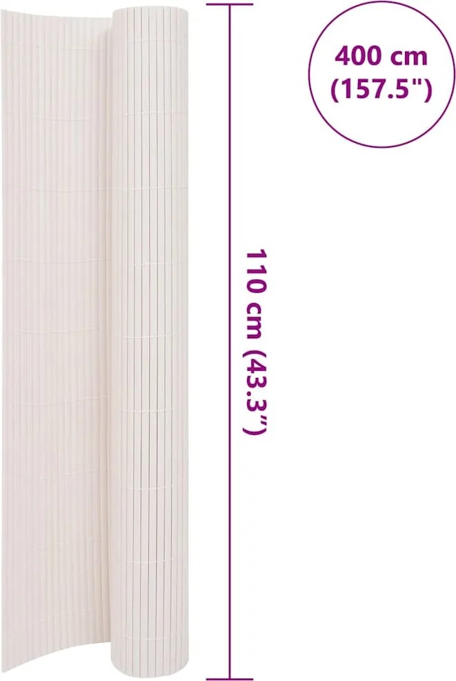 Oboustranný zahradní plot 110 x 400 cm bílý 317156