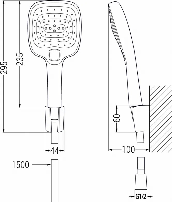 Mexen příslušenství - 1-bodový ruční sprchový set R-17, černá, 785175052-70