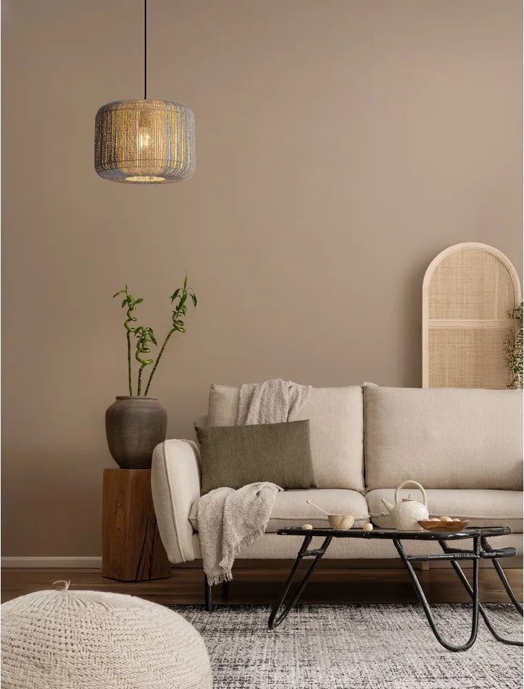 Modré/v přírodní barvě provazové závěsné svítidlo ø 33 cm Abby – Nova Luce