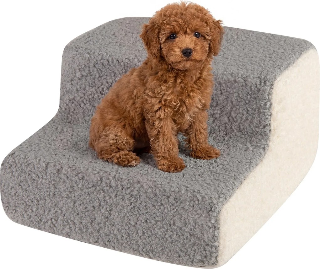 Costway 2-Step Dog Ramp vyrobená z pěny s omyvatelným potahem a protiskluzovou