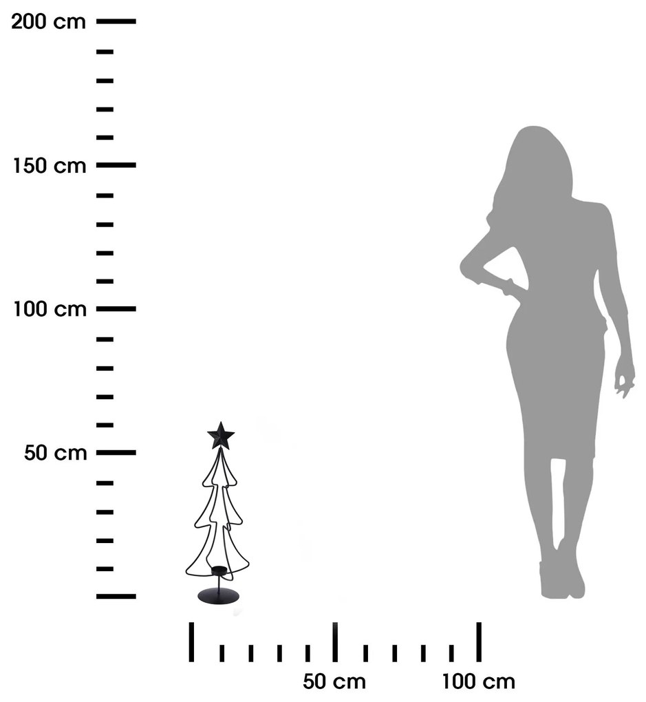 Kovový svícen Tree, 21x55 cm, černá