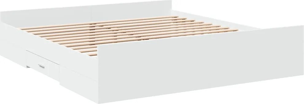 Rám postele se zásuvkami bílý 200 x 200 cm kompozitní dřevo 3280265