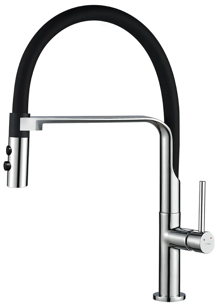 Kuchinox Siluetto, vysoká dřezová baterie s elastickým ramenem, chromová-černá matná, LAV-BQU_778D