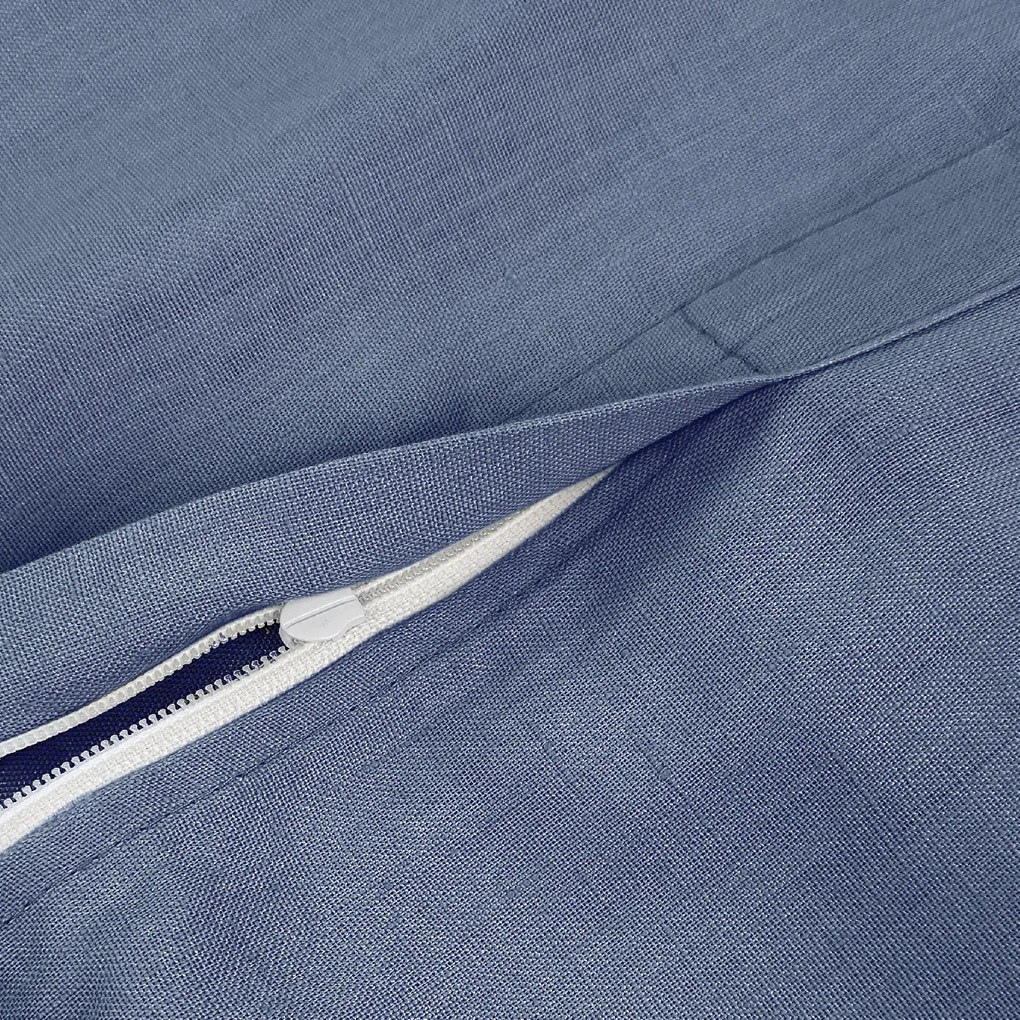 TULULUM Šedomodré lněné povlečení VIVA STEEL - SADA Složení sady: 140 x 200 cm + 50 x 70 cm