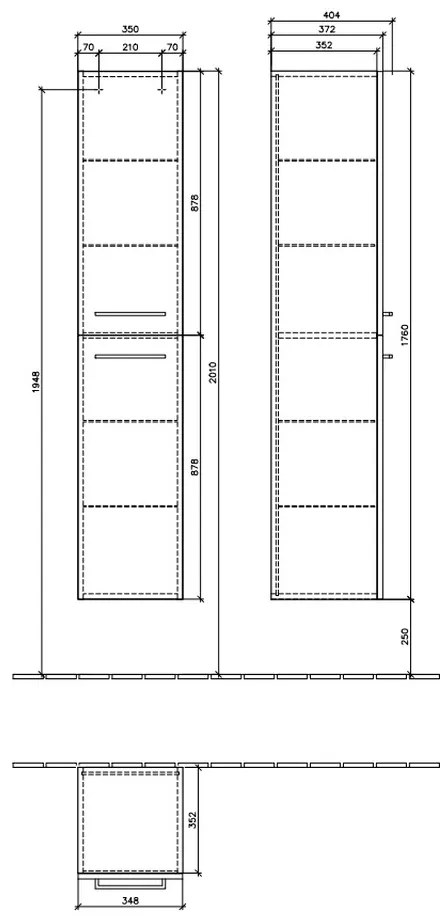 VILLEROY & BOCH Villeroy Boch AVENTO: vysoká skříňka 350x1760x372mm, 2 dvířka, panty vpravo, Arizona Oak, A89401VH