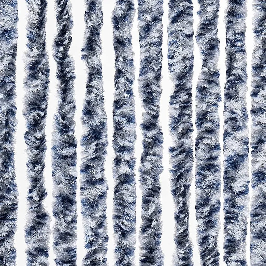 Závěs proti hmyzu modrý, bílý a stříbrný 90 x 220 cm Chenille 284274