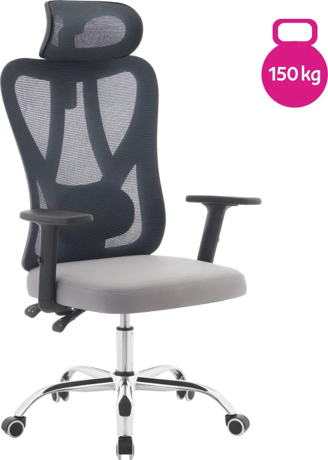 Ergonomická kancelářská židle EVOLVE - šedá síťovina / nosnost 150 kg