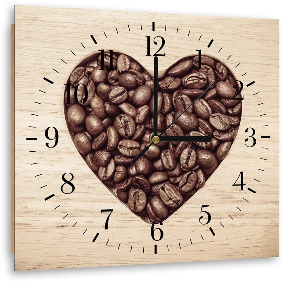 Gario Hodiny na zeď Coffee Bean Heart Rozměry: 40 x 40 cm