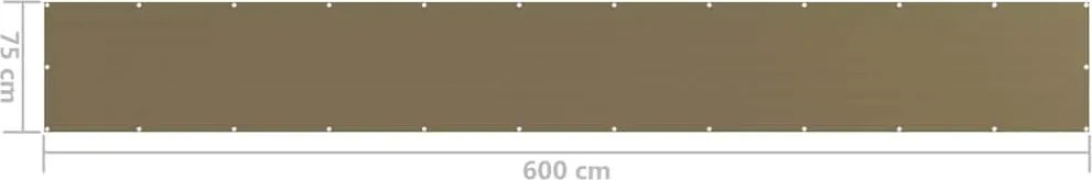 Balkonová zástěna taupe 75 x 600 cm HDPE 310959