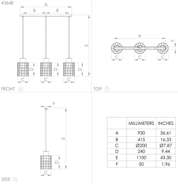 Eglo 43648 - Lustr na lanku MILLIGAN 3xE27/40W/230V stříbrná