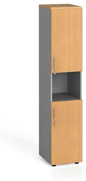 B2B Partner Kombinovaná kancelářská skříň PRIMO, dělené dveře, 1781 x 400 x 420 mm, buk