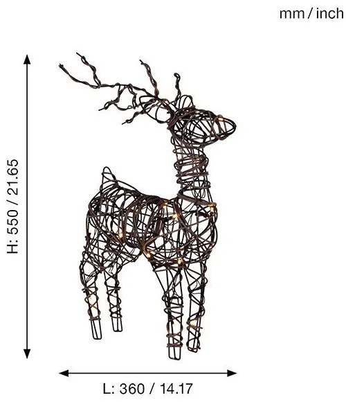 Hnědá stojací vánoční světelná dekorace na baterky Vixen – Star Trading