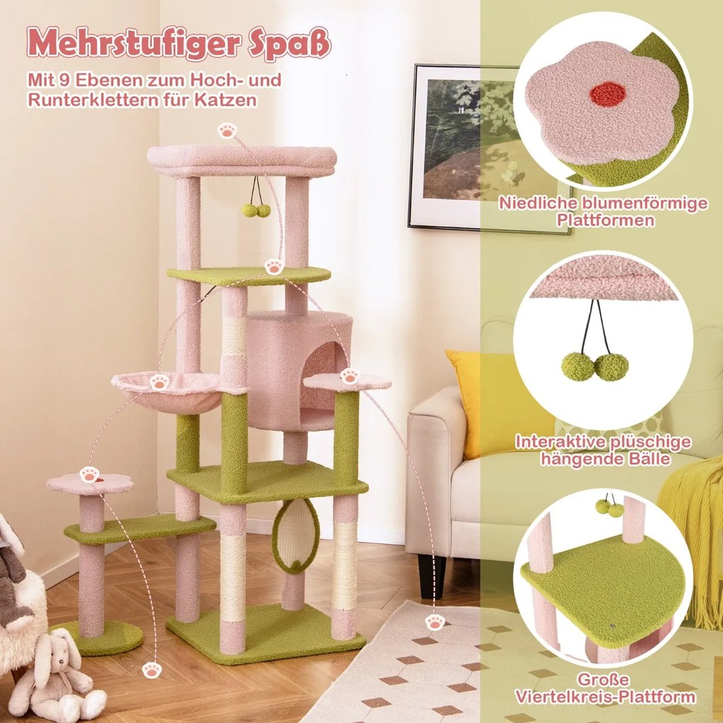 Costway Květinové škrabadlo a plyšová polstrovaná platforma a Cat House Cat Tree