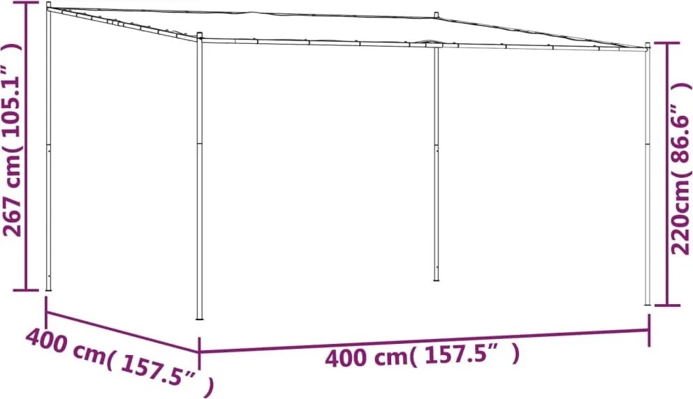 vidaXL Altán béžový 4 x 4 m 180 g/m² textil a ocel [362466]