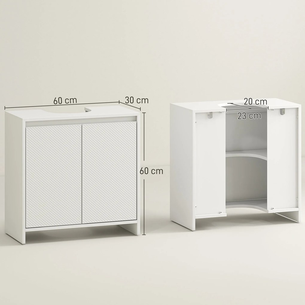 HOMCOM Podskříňková koupelnová skříňka Moderní koupelnová úprava se policí a proti převrhnutí, nosnost 40 kg, 60x30x60 cm, bílá