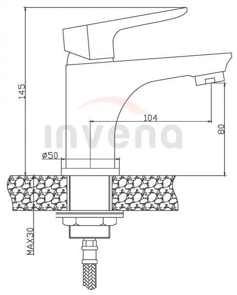 Invena Dokos, umyvadlová baterie, chrom, INV-BU-19-001-V