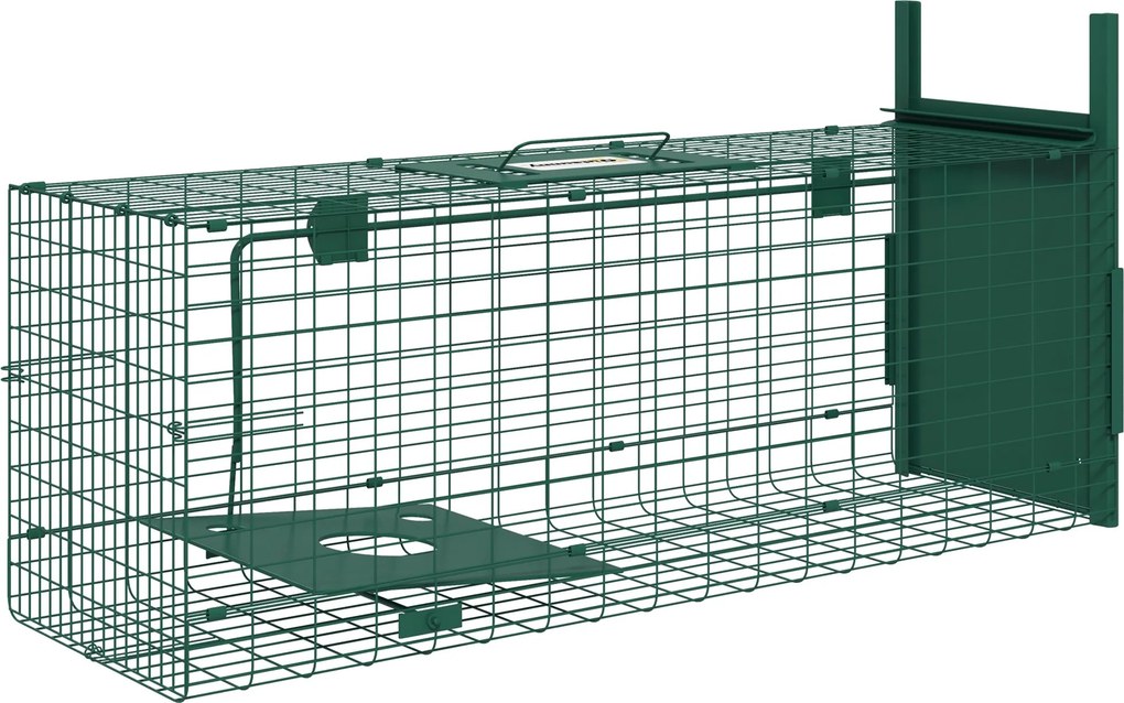 Outsunny Záchytná past na živé zvířata z oceli s 1 vchodem pro potkany a myši rozměr 80L x 25W x 30H cm tmavě zelená
