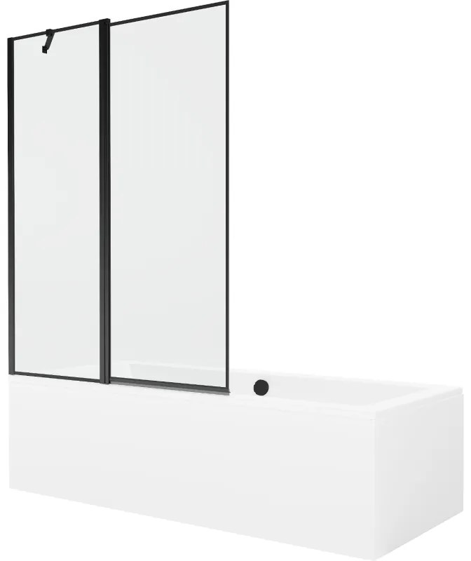 Mexen Cube obdélníková vana 170 x 80 cm s pláštěm 1-křídlovou zástěnou 120 cm, Černý vzor - 550517080X9412117070