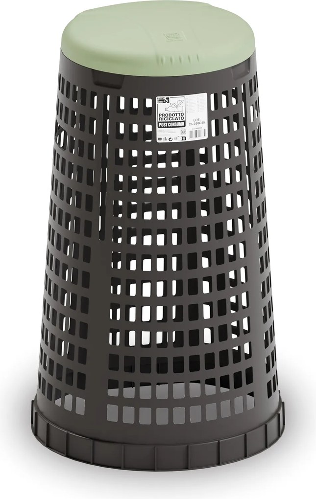 Plastový odpadkový koš na 120 l pytle, černý, zelené víko
