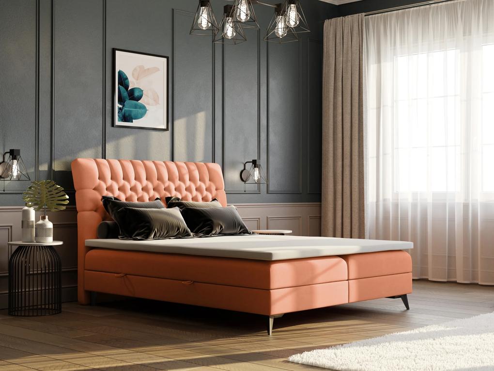 Kontinentální postel 180 cm Molera (oranžová) (s úložným prostorem). 1044267