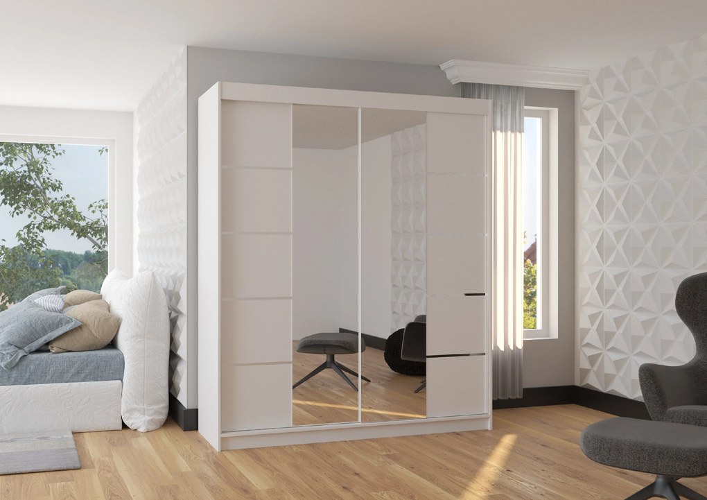 ADRK Furniture Posuvná skříň s zrcadlem TRAVES 180 ADRK-SW-TRA-W-180