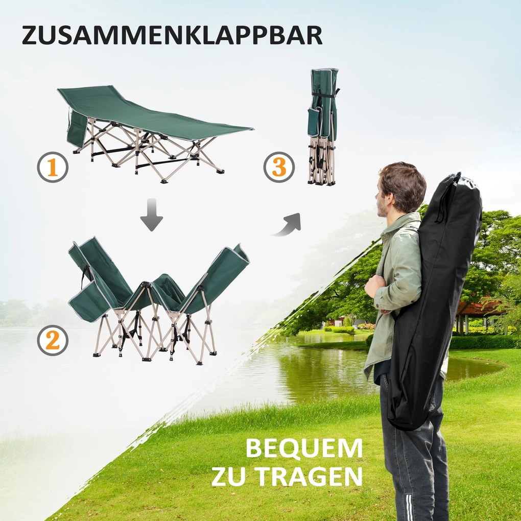 Skládací kempovací postel Outsunny s taškou 190 x 68 x 52 cm pro kempování do 150 kg, postel pro hosty, skládací postel pro vnitřní a venkovní použit…
