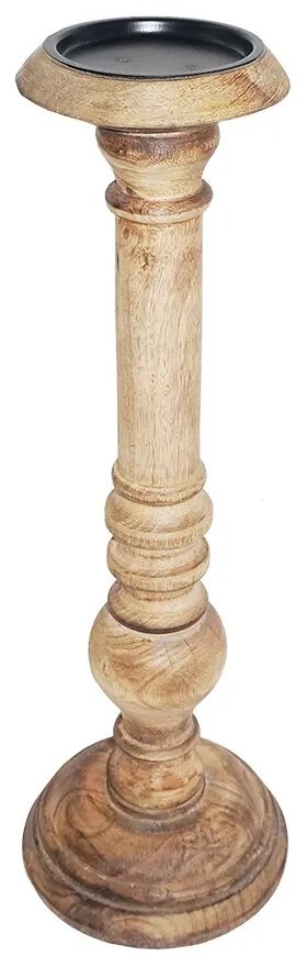 Vyřezávaný svícen Wood z mangového dřeva - 12,5*12,5*46cm