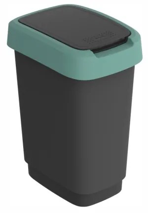 Odpadkový koš s houpacím víkem - ROTHO TWIST, 10 l Barva: zelená