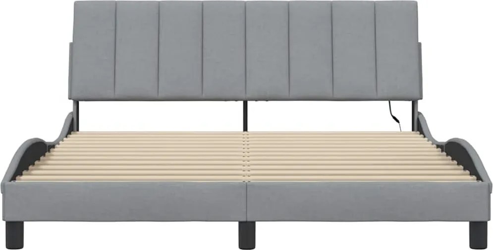 Rám postele bez matrace Hanko světle šedý 160 x 200 cm textil 3310468