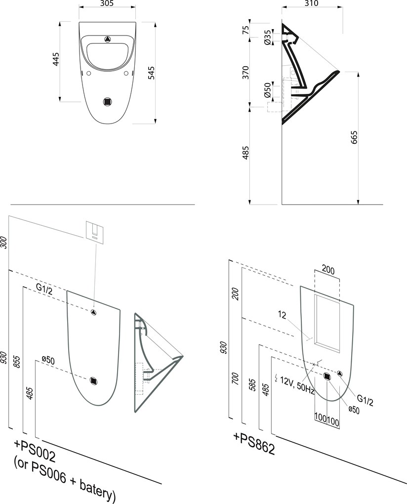 Sapho, COMMUNITY urinál, bílá ExtraGlaze